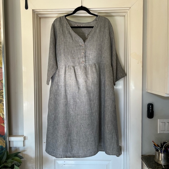 Flax | Dresses | Flax Long Sleeve Linen Dress Vintage | Poshmark